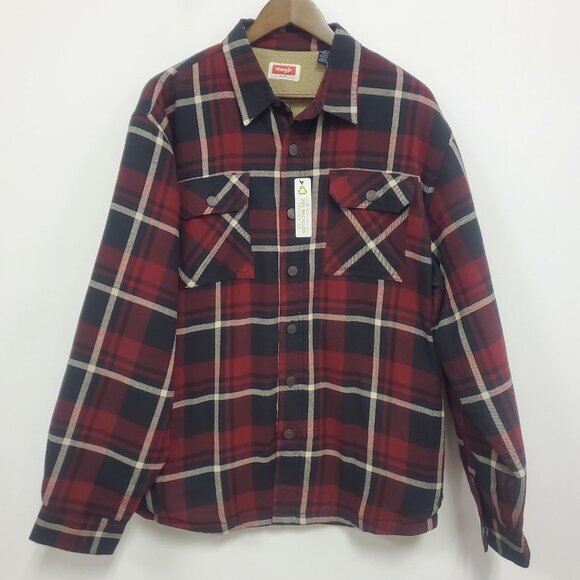 Wrangler | Jackets & Coats | Wrangler Mens Fleece Lined Flannel Shacket ...